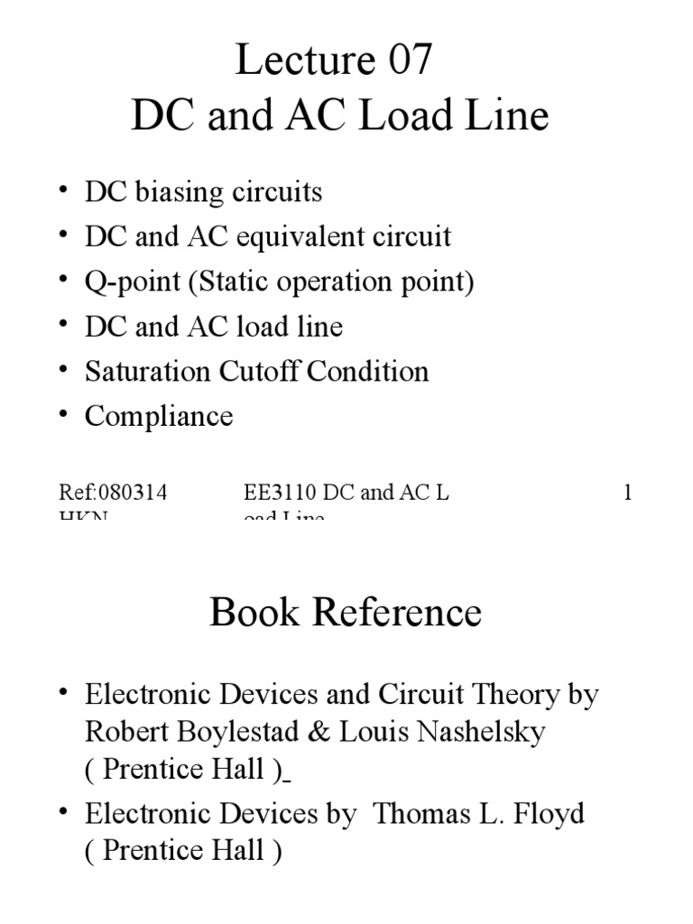 L07 DC and AC Load Line | PDF | Amplifier | Electrical Circuits