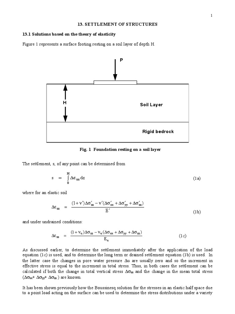 Settlement Analysis Of Foundations On Elastic Soil Layers Calculating