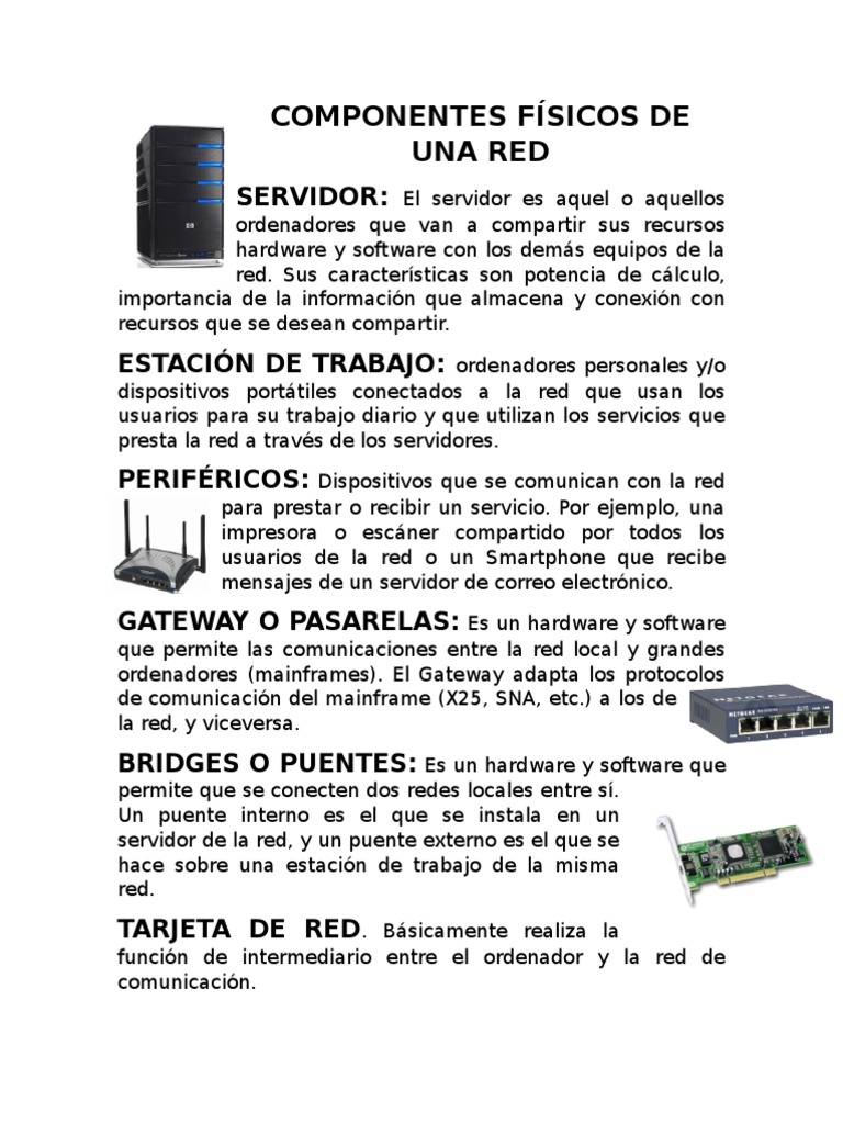 Componentes Físicos de una Red | PDF | Inalámbrico | Red de computadoras