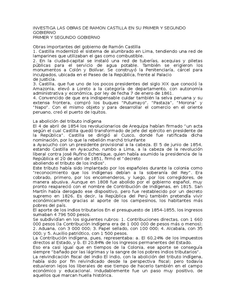 OBRAS DE RAMON CASTILLA EN SU PRIMER Y SEGUNDO GOBIERNO.doc ...
