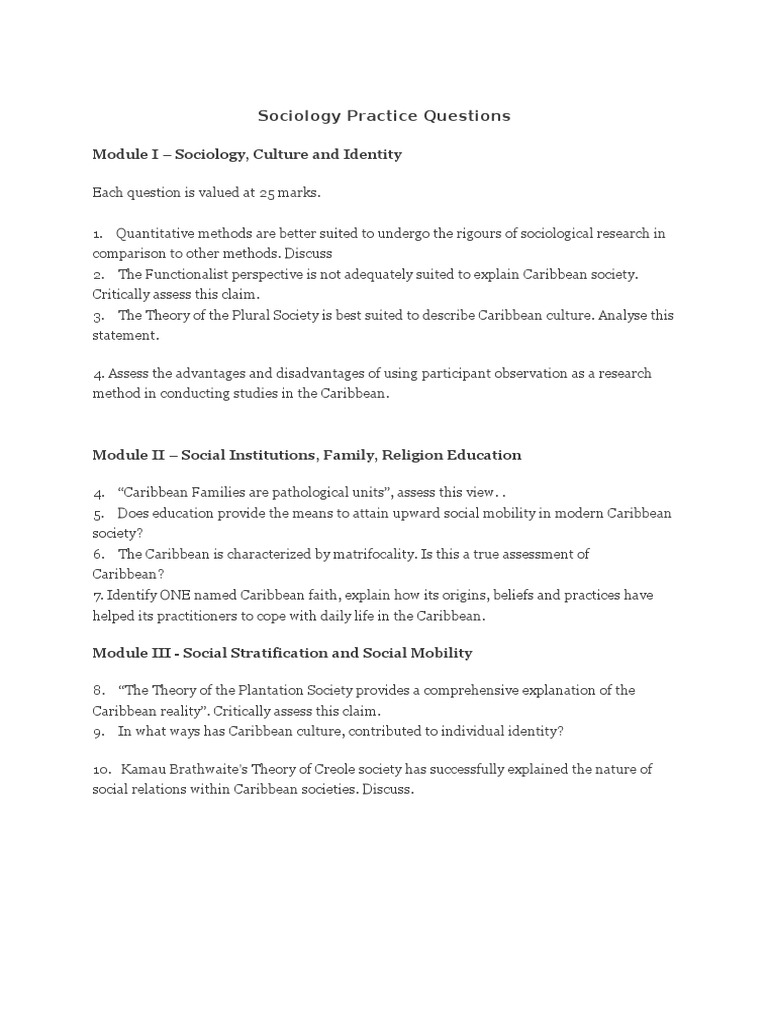 Cape Sociology Questions | PDF | Sociology | Theory