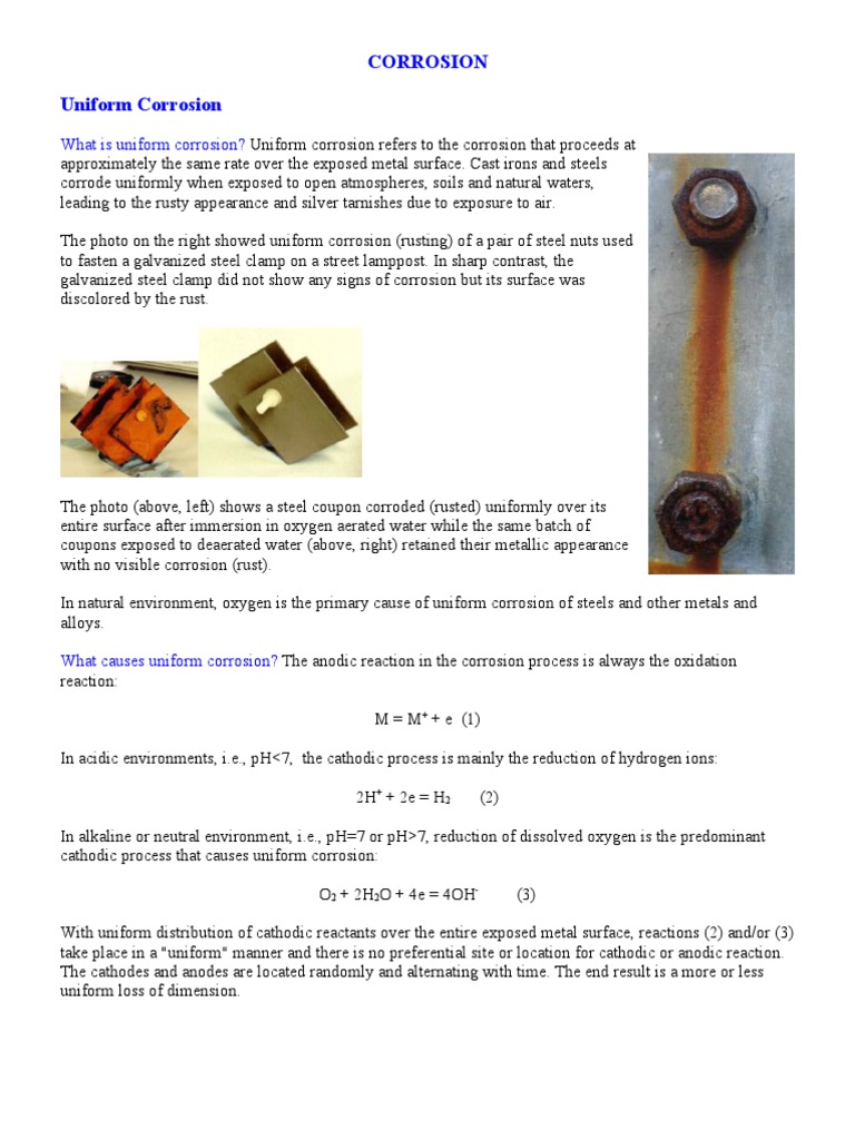 CORROSION Uniform Corrosion | PDF | Corrosion | Rust