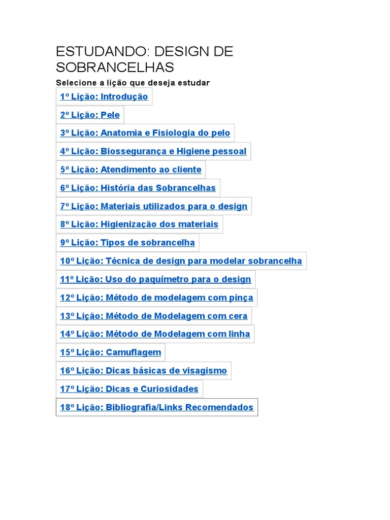 Curso Design De Sobrancelhas Pdf Pele Natureza