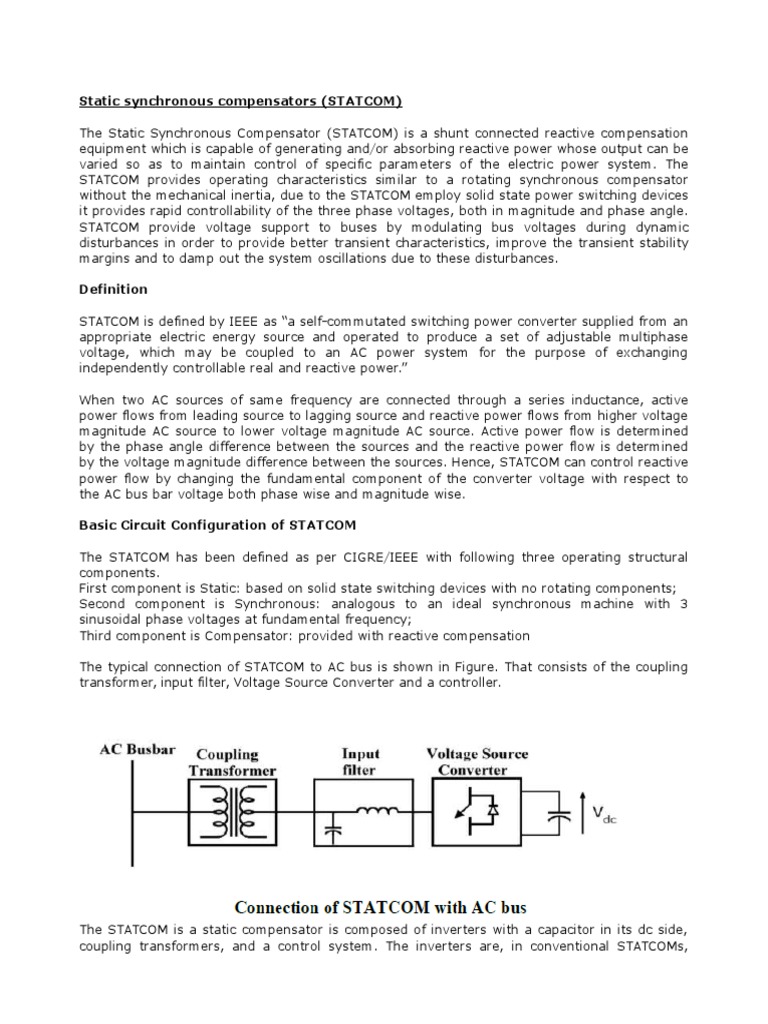 Static Synchronous Compensators Statcom Pdf Power Inverter Capacitor