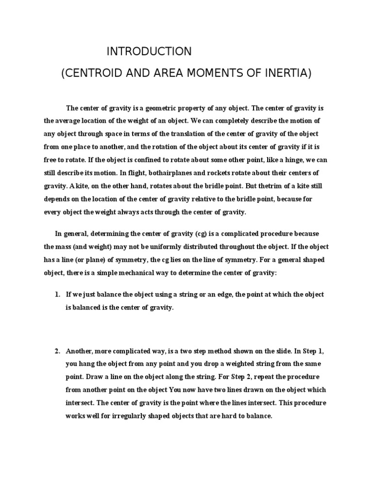 Centroid and Area Moments of Inertia | PDF | Rotation Around A Fixed Axis | Inertia