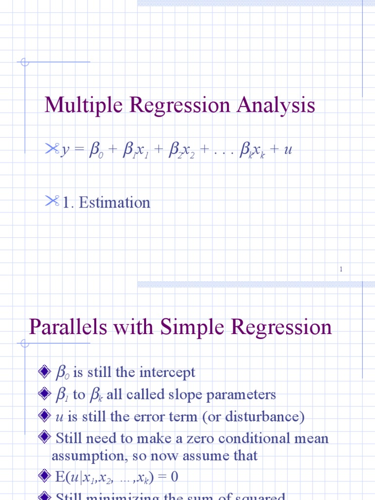 Multiple Regression Analysis: y + X + X + - . - X + U | Download Free PDF | Coefficient Of ...