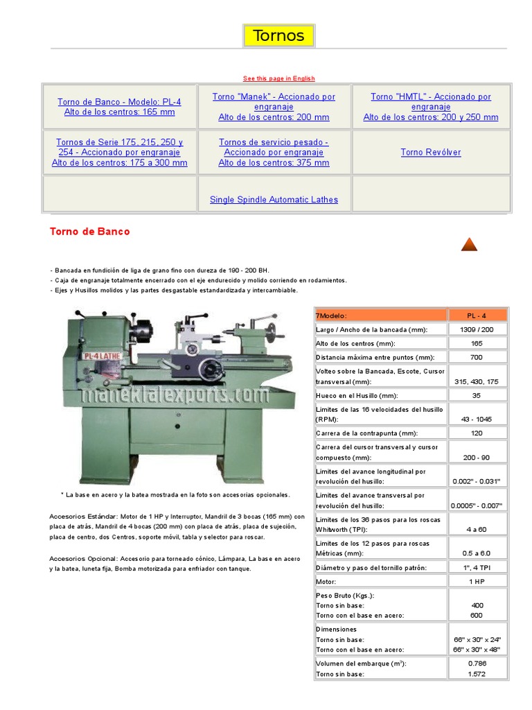 Tornos | PDF | Engranaje | Perforar