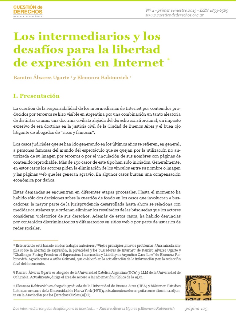 Álvarez Ugarte, Ramiro y Eleonora Rabinovich (2013), "Los ...