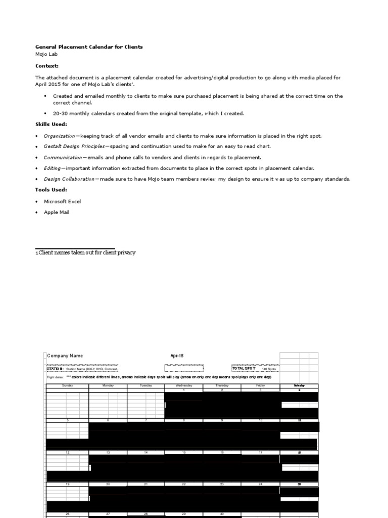 Placement Calendar | PDF