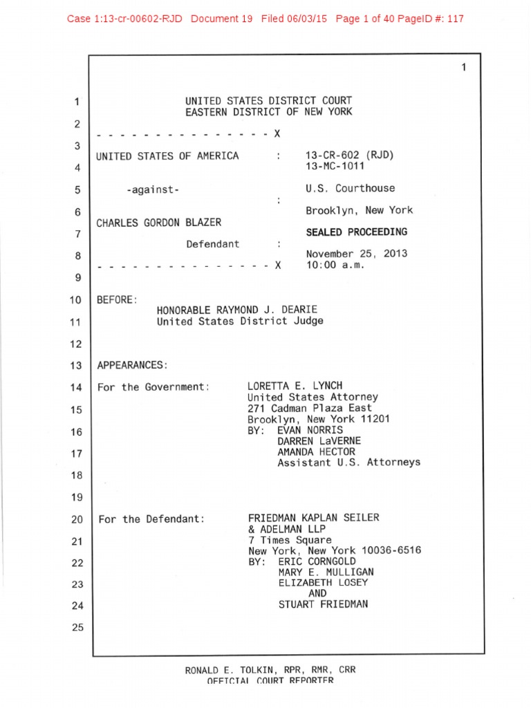 Chuck Blazer's Court Transcript | PDF | United States Federal Probation ...