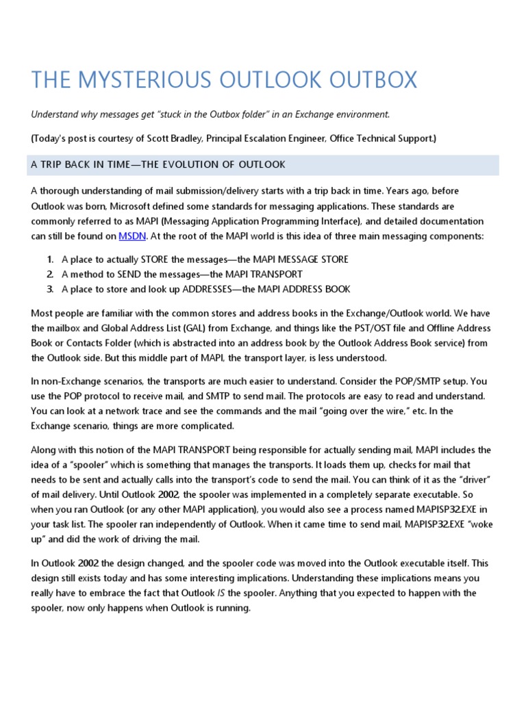 The Mysterious Outlook Outbox - The Whole Story | PDF | Microsoft Outlook | Email