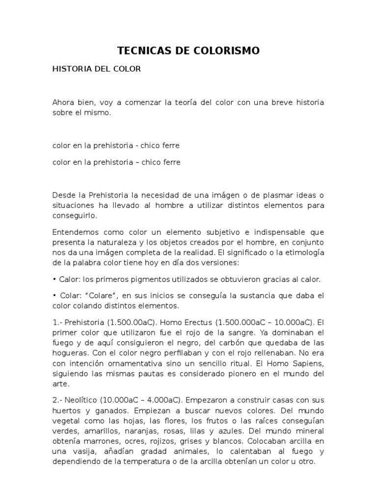 Tecnicas de Colorismo | PDF | Color | Rojo