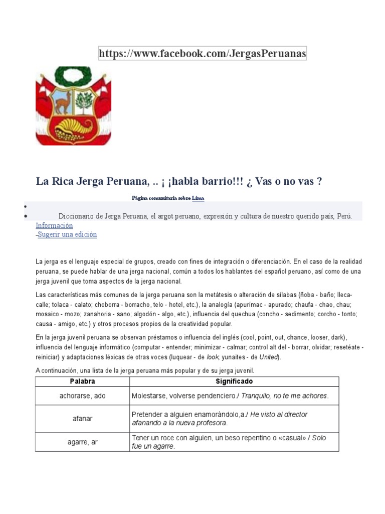 La Jerga Es El Lenguaje Especial de Grupos | PDF | Perú | Lingüística