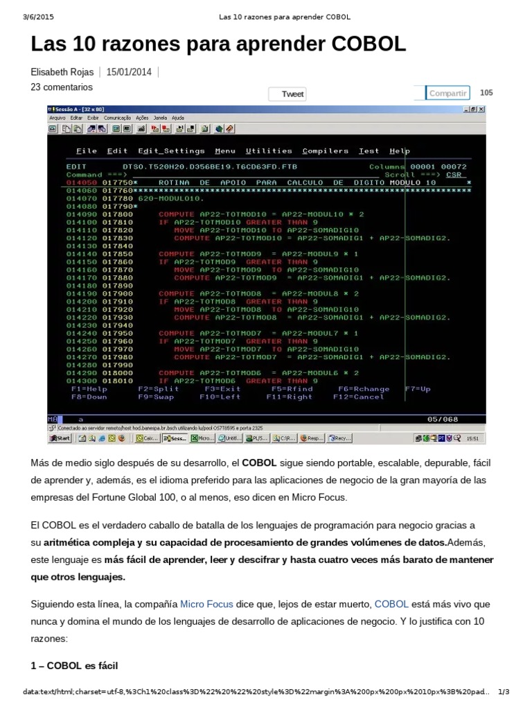 Las 10 Razones para Aprender COBOL | PDF | Entorno de desarrollo ...