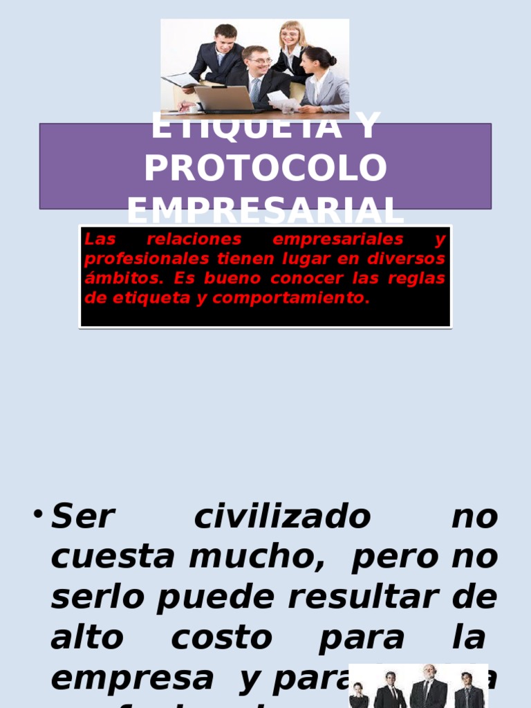 Etiqueta y Protocolo Empresarial | PDF | Etiqueta | Comportamiento