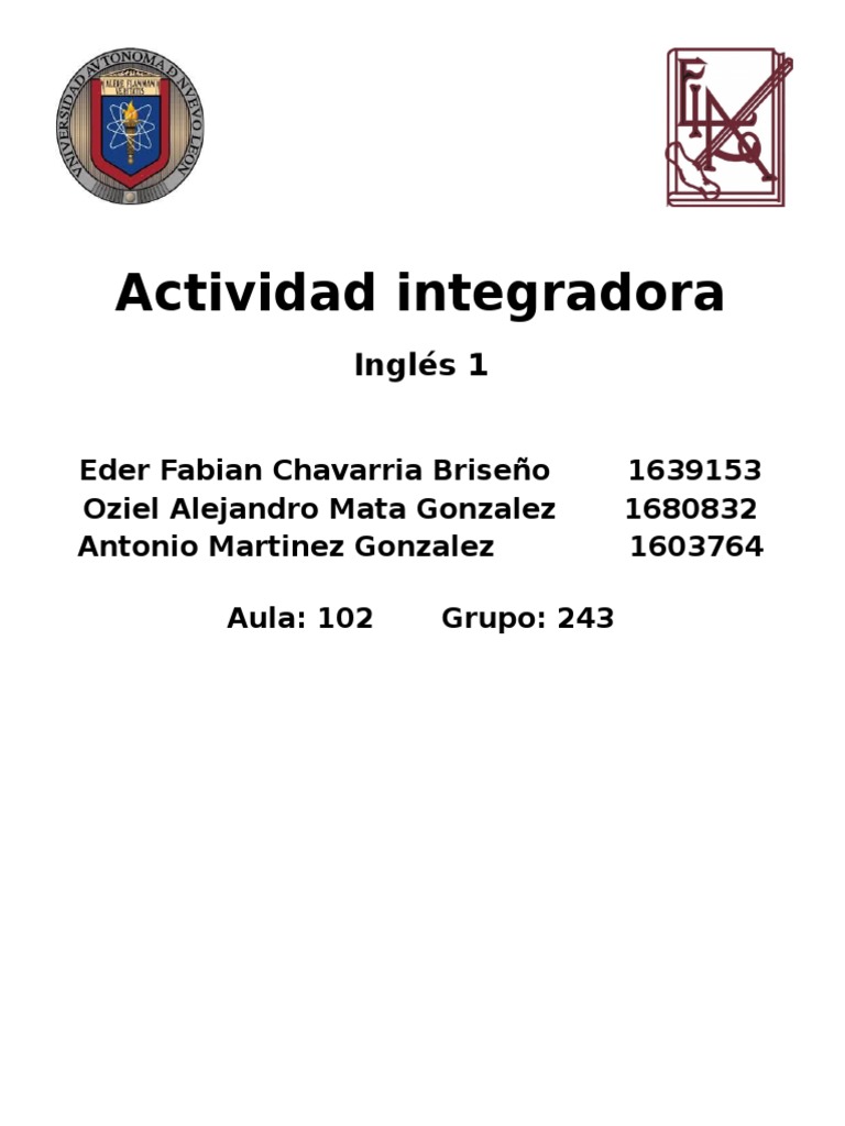 Actividad Integradora: Inglés 1 | PDF