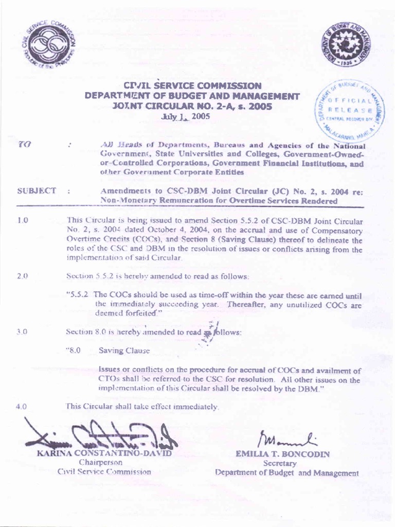 CSC - Joint 2005 DBM Cto-coc-Amended | PDF