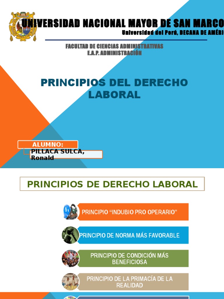 Principios De Derecho Laboral Derecho Laboral Gobierno