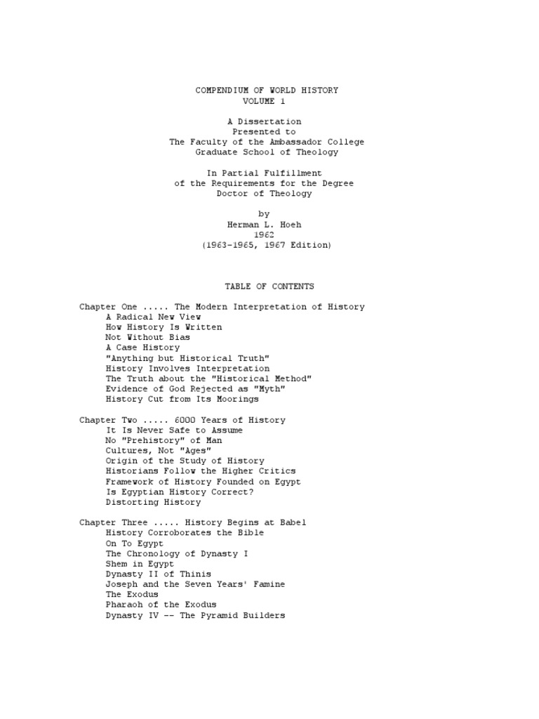 COMPENDIUM OF WORLD HISTORY - Vol. 1 - Herman Hoeh PDF | PDF | Bible ...