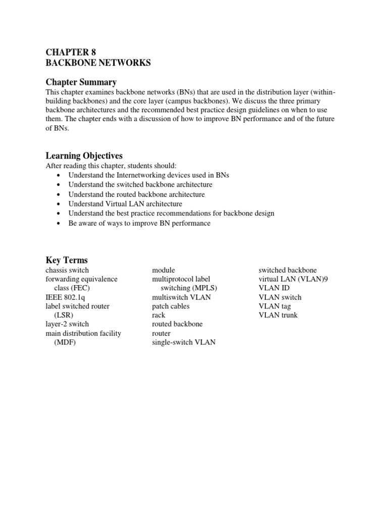 Ch08 Backbone Network Q&A | PDF | Network Switch | Computer Network