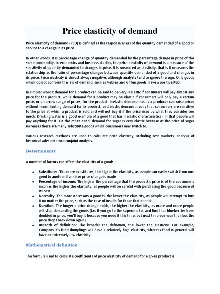 Price Elasticity of Demand | PDF | Price Elasticity Of Demand | Demand ...