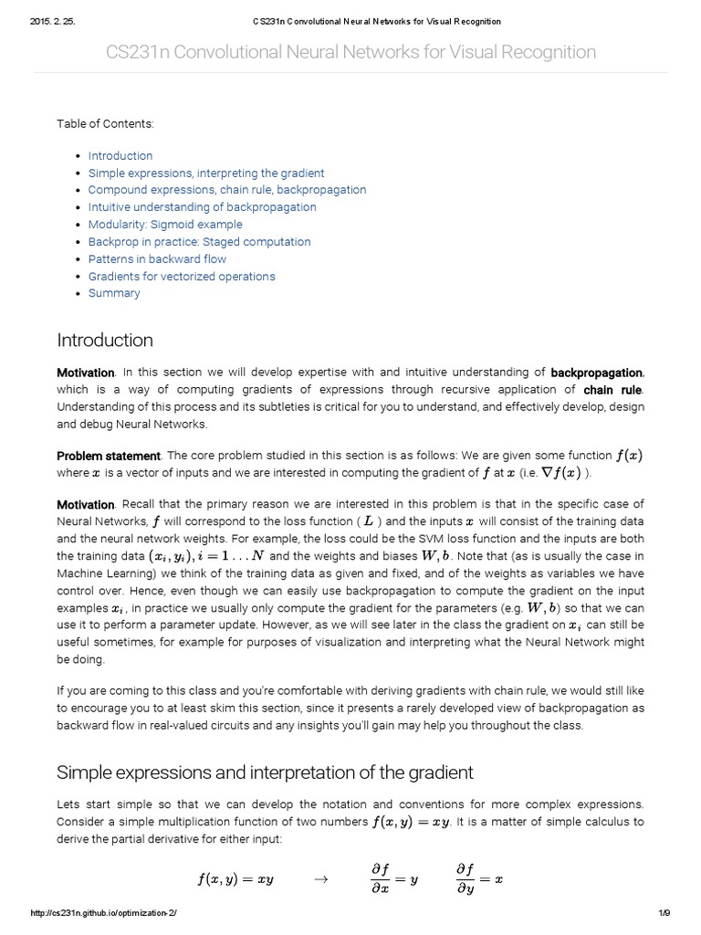 Cs231n Convolutional Neural Networks For Visual Recognition Download Free Pdf Derivative
