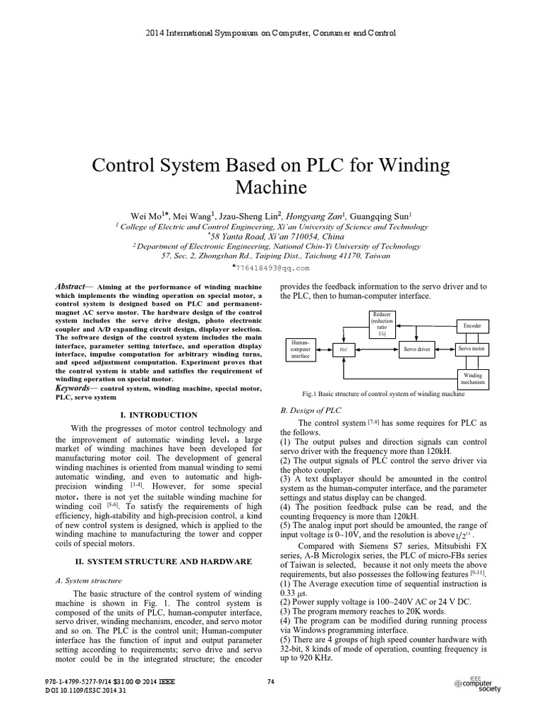 Control System Based On PLC For Winding | PDF | Servomechanism ...
