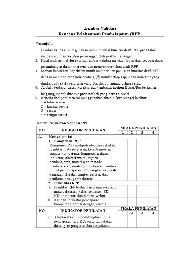 Lembar Validasi