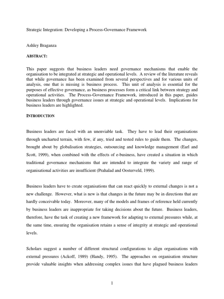 Process Governance Framework | PDF | Strategic Management | Governance