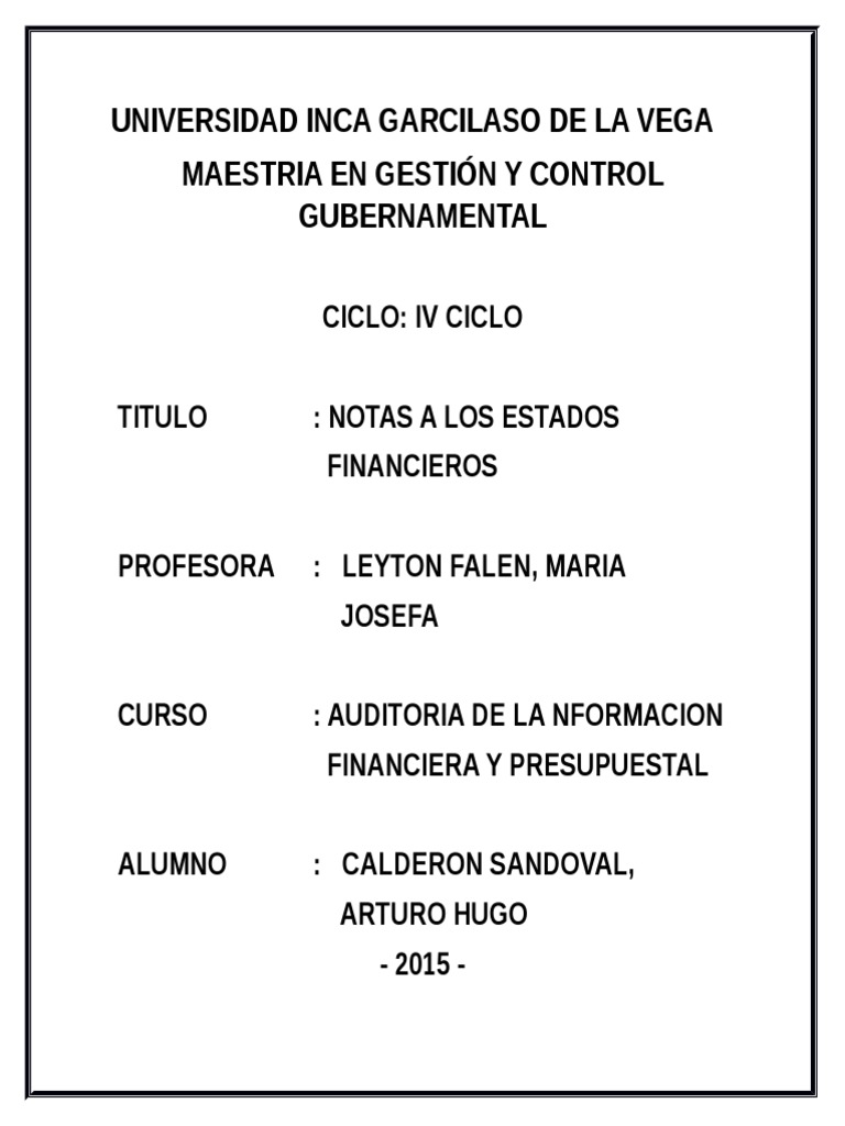 Notas A Los Eeff - Definitivo | PDF | Estado financiero | Contabilidad