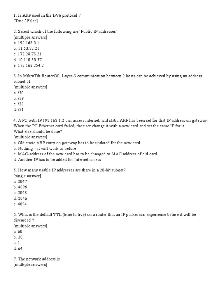 Latihan Soal Mikrotik | PDF | Ip Address | Firewall (Computing)