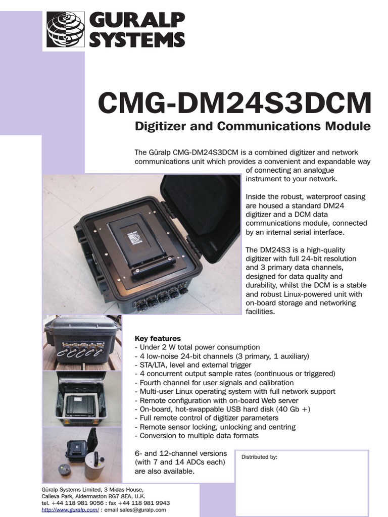 L Guralp Cmg-dm24s3dcm | PDF | Analog To Digital Converter | Sampling ...