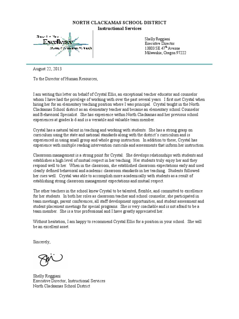 Crystal Ellis Letter | PDF