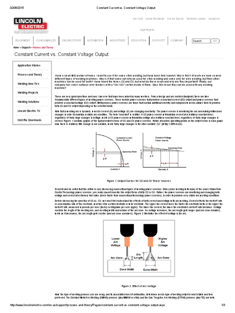Constant Current vs. Constant Voltage Output | PDF | Welding | Construction