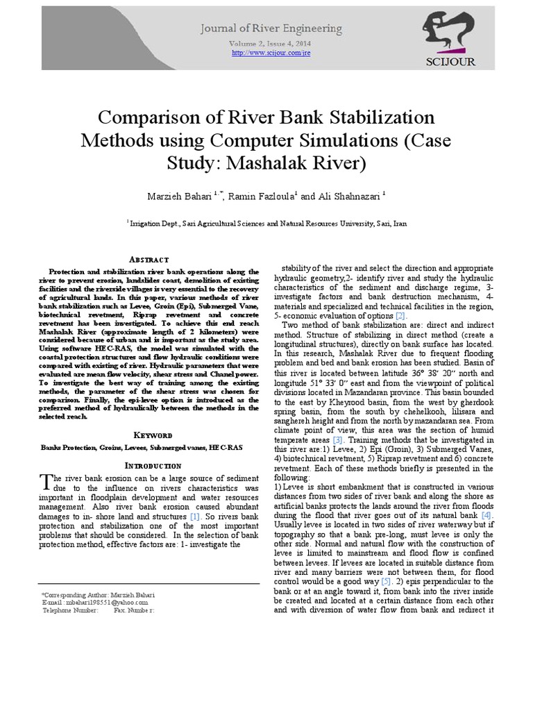 Comparison of River Bank Stabilization Methods Using Computer ...