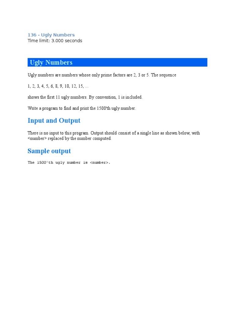 Programming Challenge: Ugly Numbers | PDF