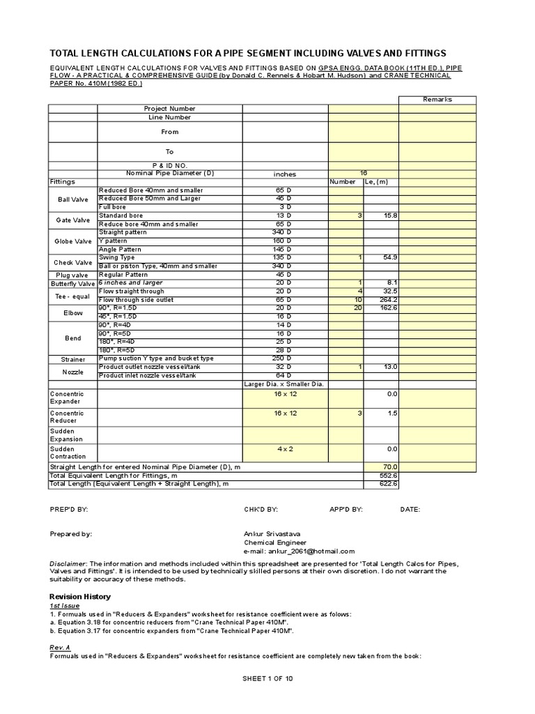 Total Equivalent Length Calculations | PDF | Pipe (Fluid Conveyance ...