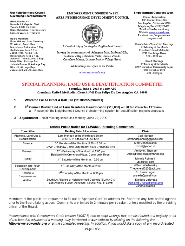 Planning, Land Use & Beautification Special Committee Meeting - June 4 ...