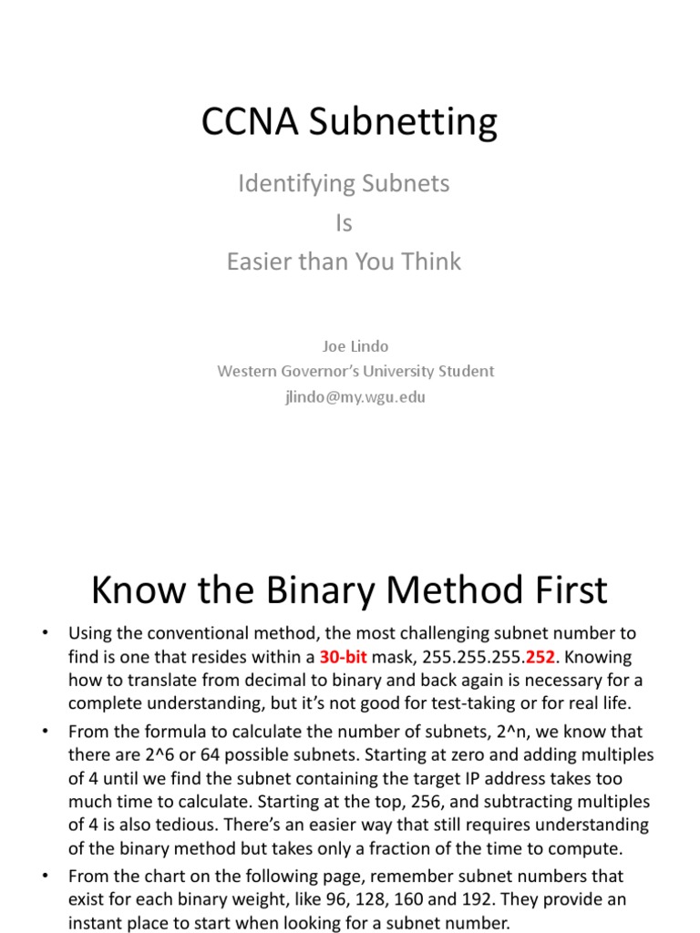 Ccna Subnetting Ip Address Areas Of Computer Science