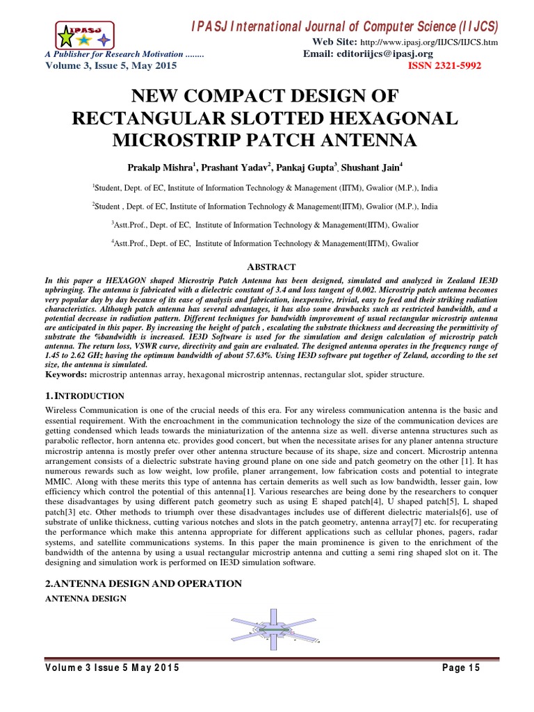 New Compact Design of Rectangular Slotted Hexagonal Microstrip Patch ...