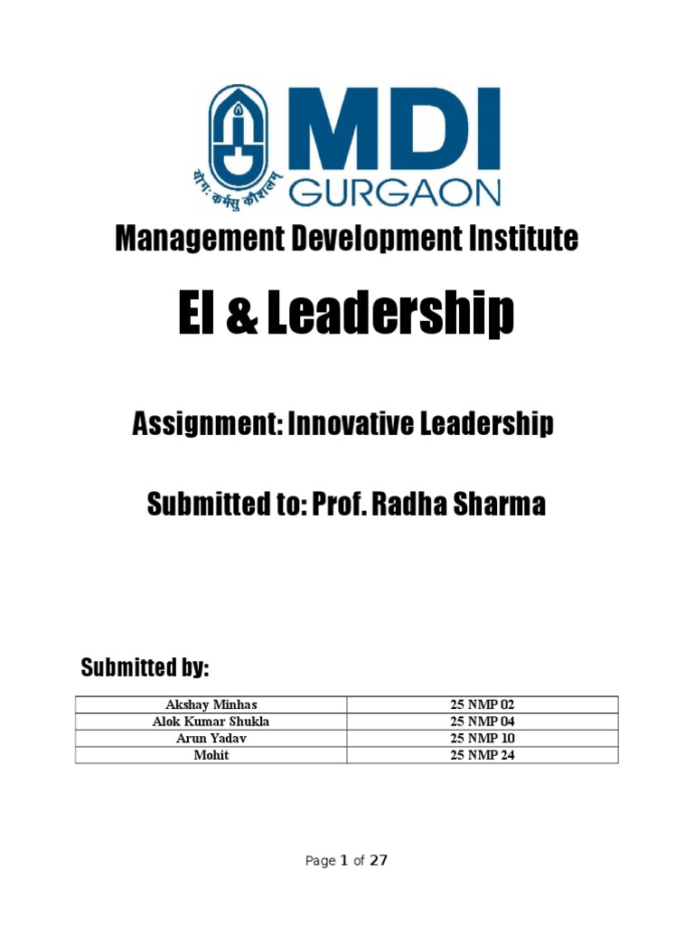 EI & Leadership: Management Development Institute | PDF | Competence ...