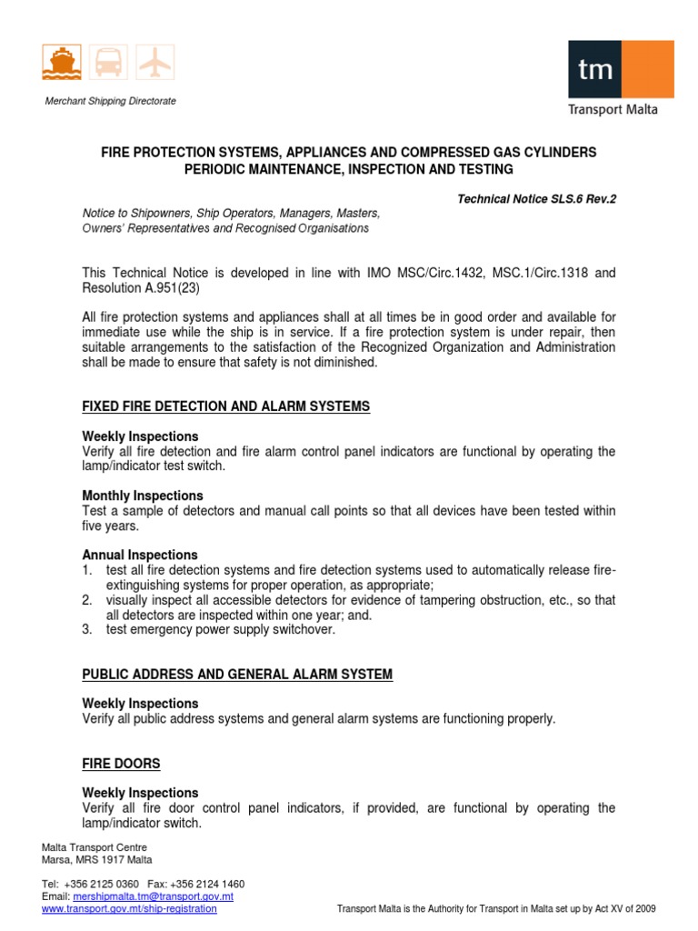 Technical Notice SLS 6 Rev 2 - Fire Protection Systems Appliances and ...