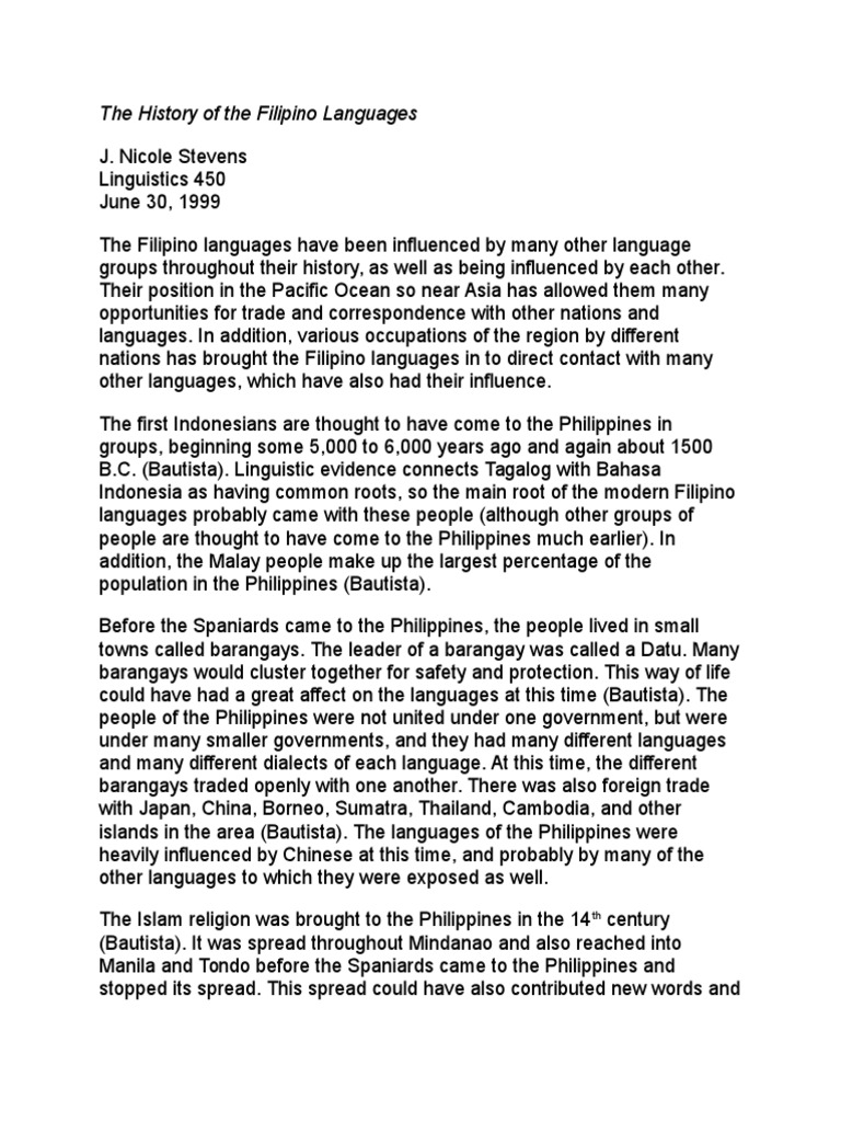 The History of The Filipino Languages | PDF | Philippines | Tagalog ...