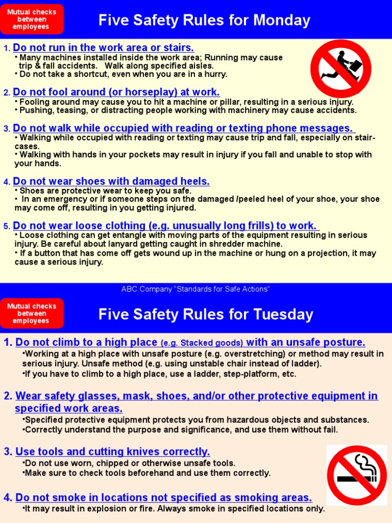 Five Sets of Basic Safety Rules | PDF | Stairs | Emergency Evacuation