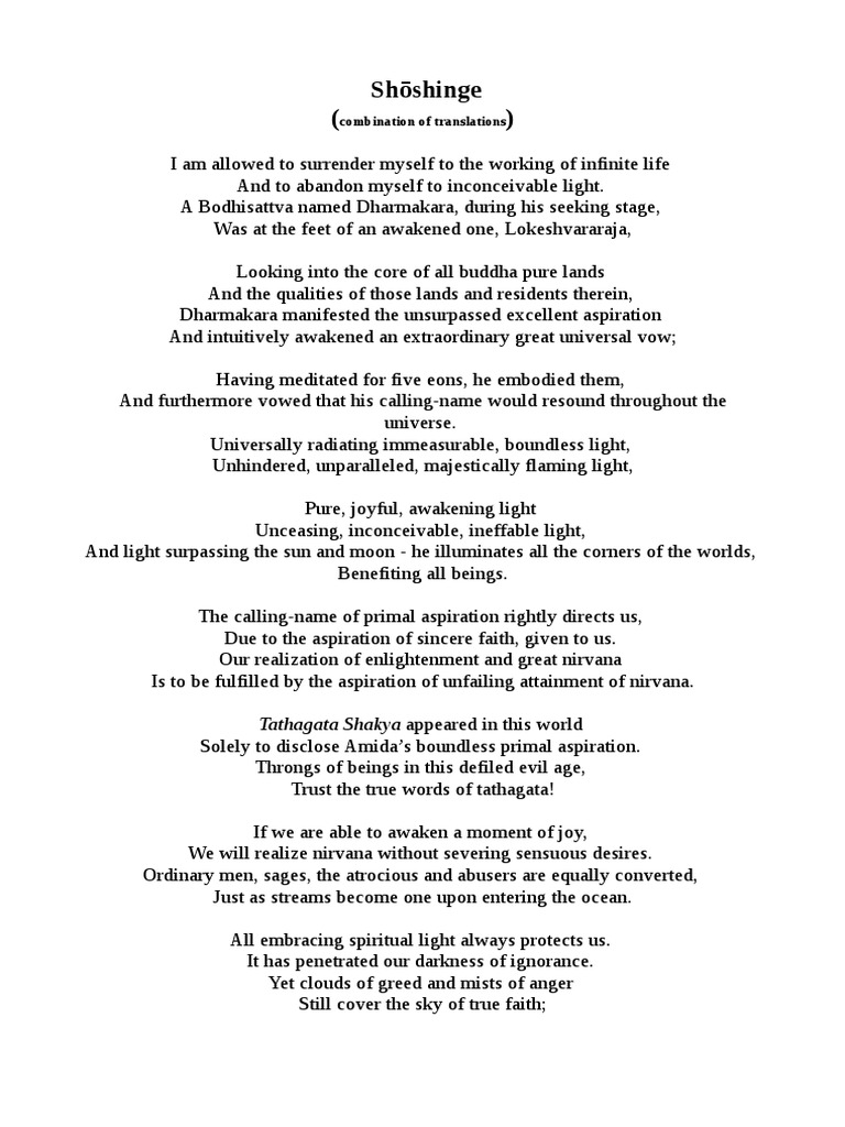 Shoshinge | PDF | Bodhisattva | Enlightenment In Buddhism