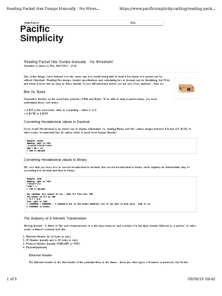Manual Packet Reading | PDF | Internet Protocols | Transmission Control ...