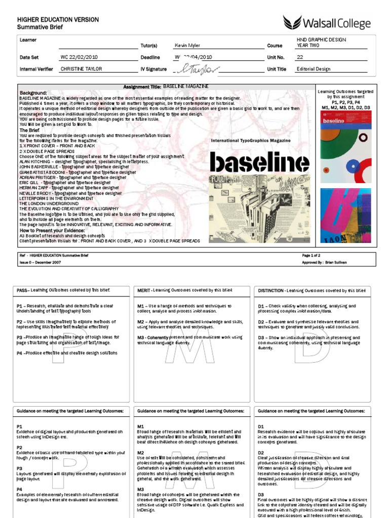 Baseline Magazine Brief HND Y2 0910 | PDF | Typography | Design
