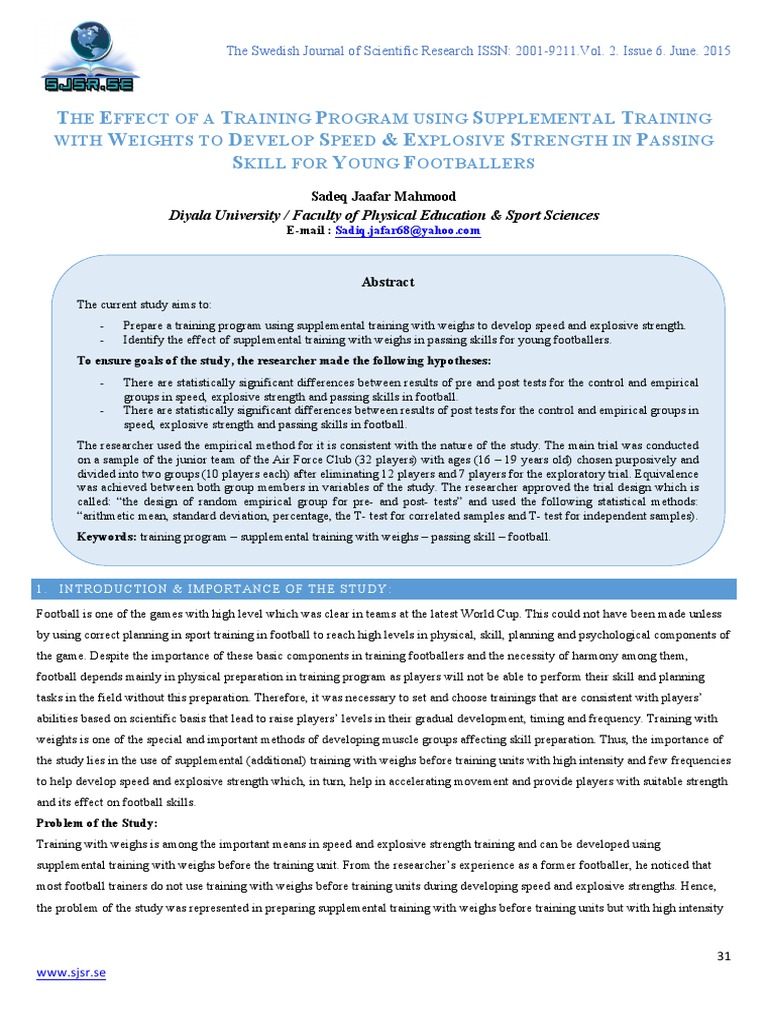 The Effect of A Training Program Using Supplemental Training With ...