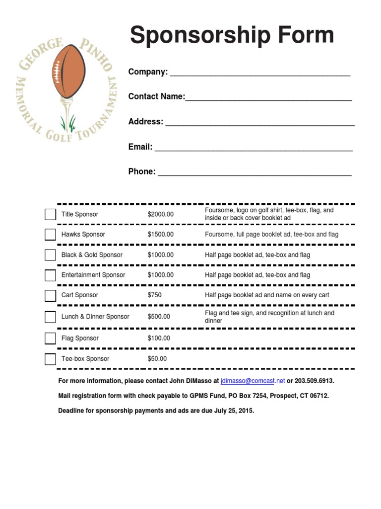 Golf Tournament Sponsorship Form | PDF | Business