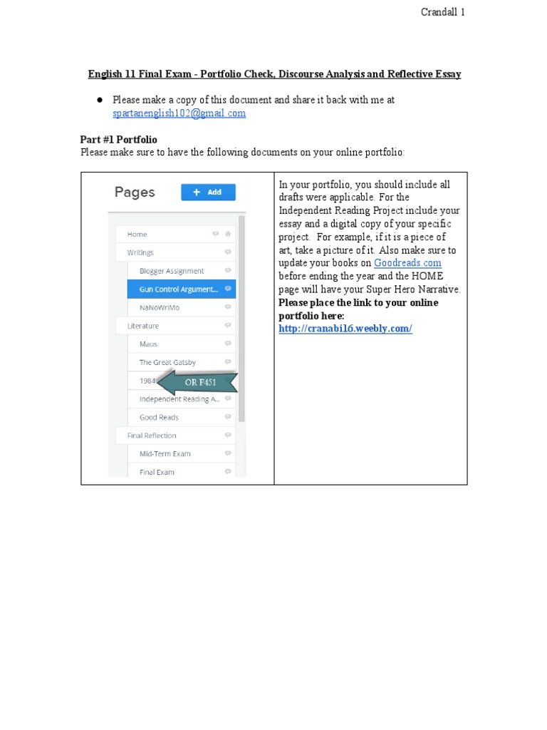 English 11 Final Exam Portfolio Check, Discourse Analysis and ...